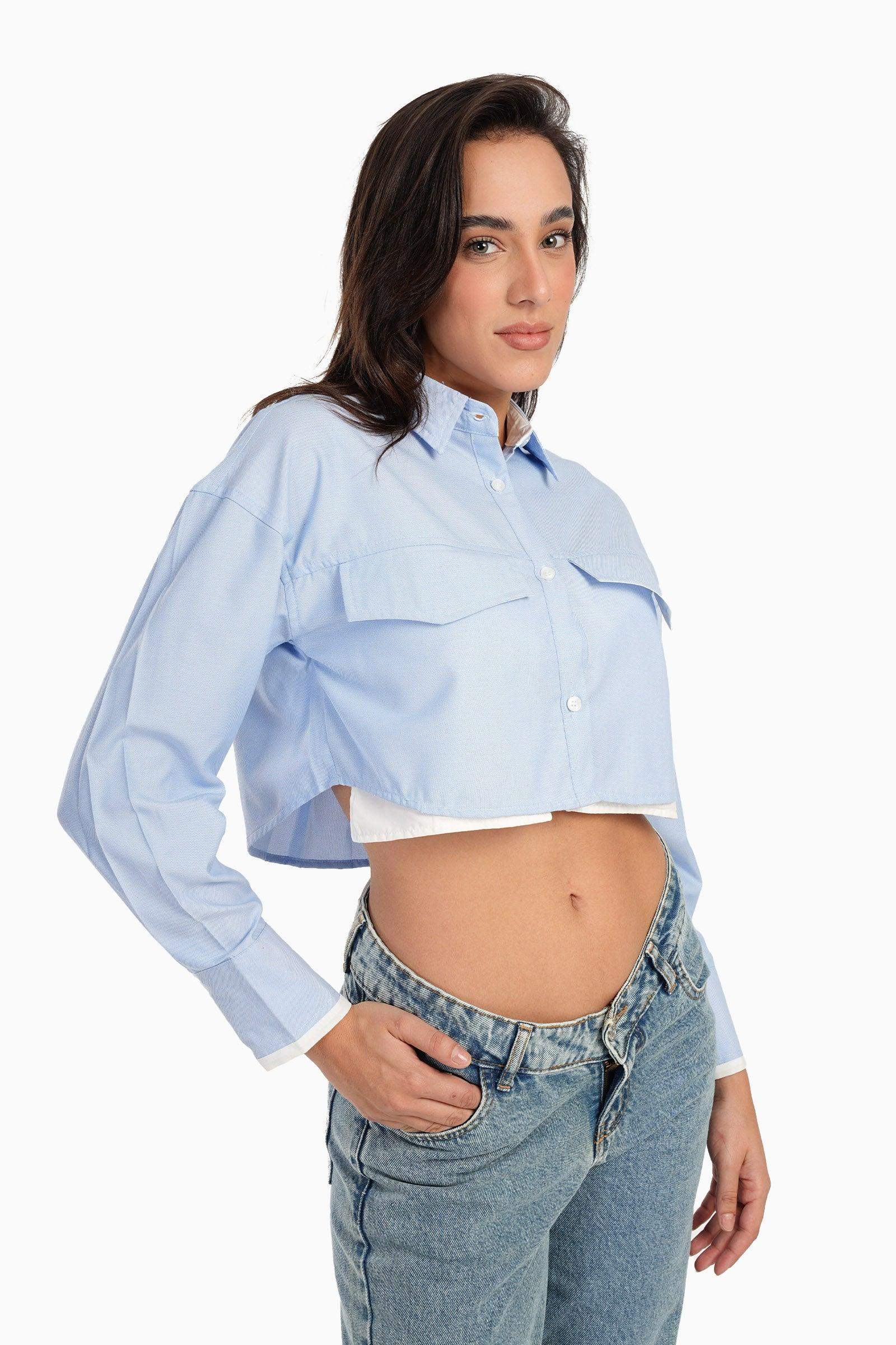 Light Blue Cropped Shirt | Carina Wear
