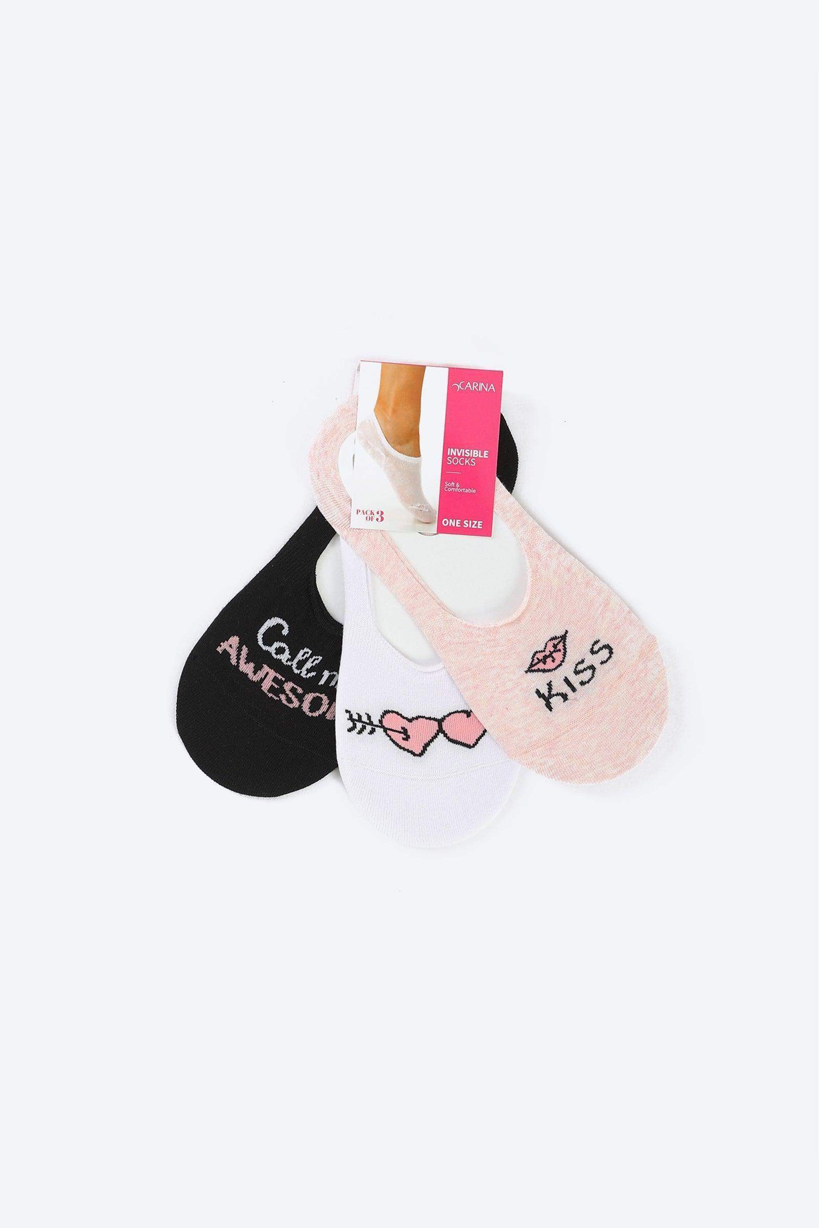 Cotton Invisible Socks - 3 Pairs | Carina Wear